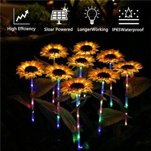 Accents | Solar Sunflower Light 2 Pack Solar Powered Lights Outdoor ...